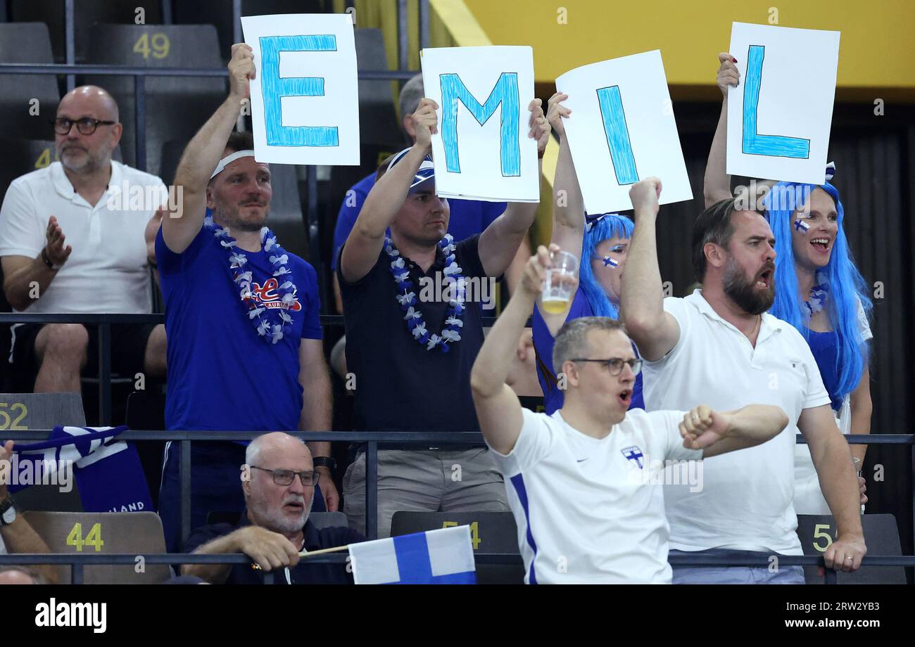 Split, Croatia. 16th Sep, 2023. Finland supporters cheer on the stands ...
