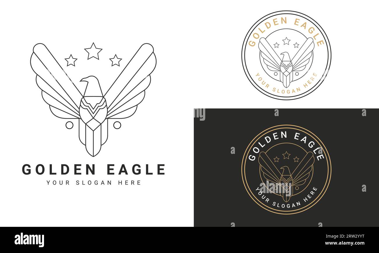 Golden Eagle Logo Design Power Symbol Logotype Bird Wings Stock Vector ...