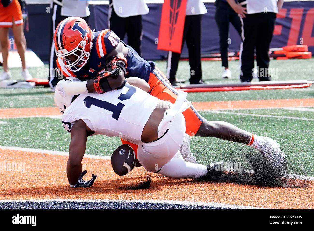 Penn State running back Kaytron Allen drops a pass in the end zone as ...