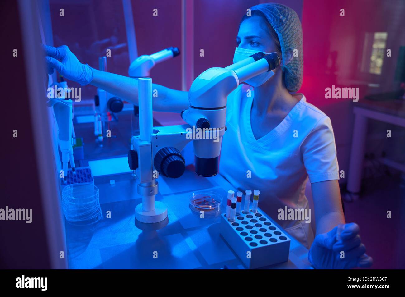 Female scientist works in a modern laboratory Stock Photo - Alamy
