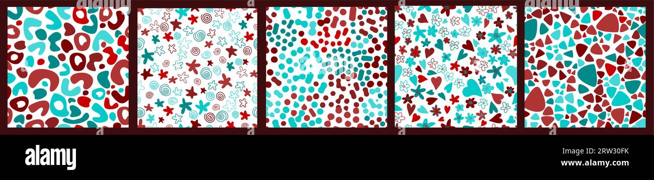 Fun colorful seamless pattern. Creative doodle abstract style art ...