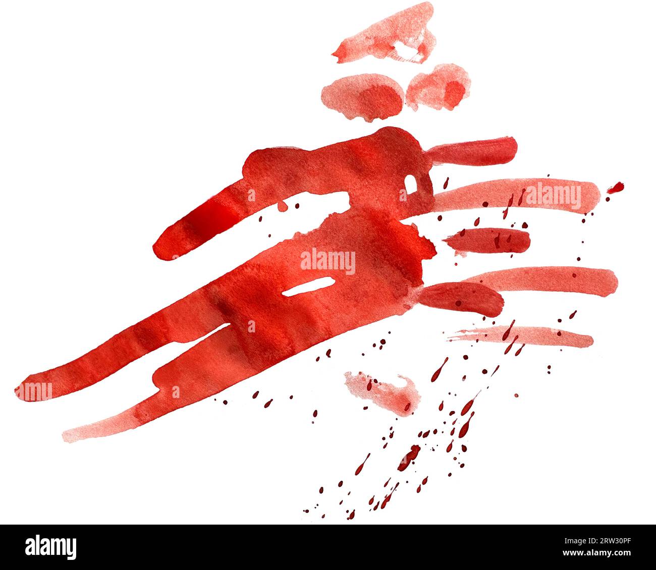 Watercolor blood splatter painted isolated on white for halloween ...