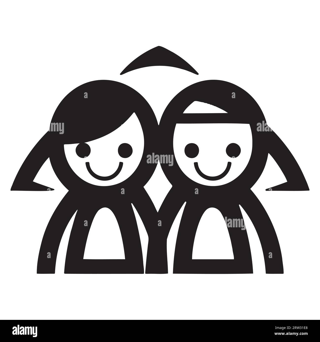 Children logo, black and white simple illustration Stock Vector Image ...