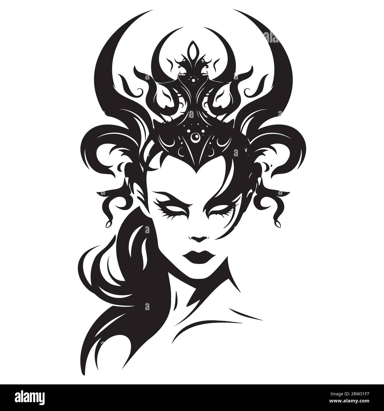 black and white drawing she-devil Stock Vector Image & Art - Alamy