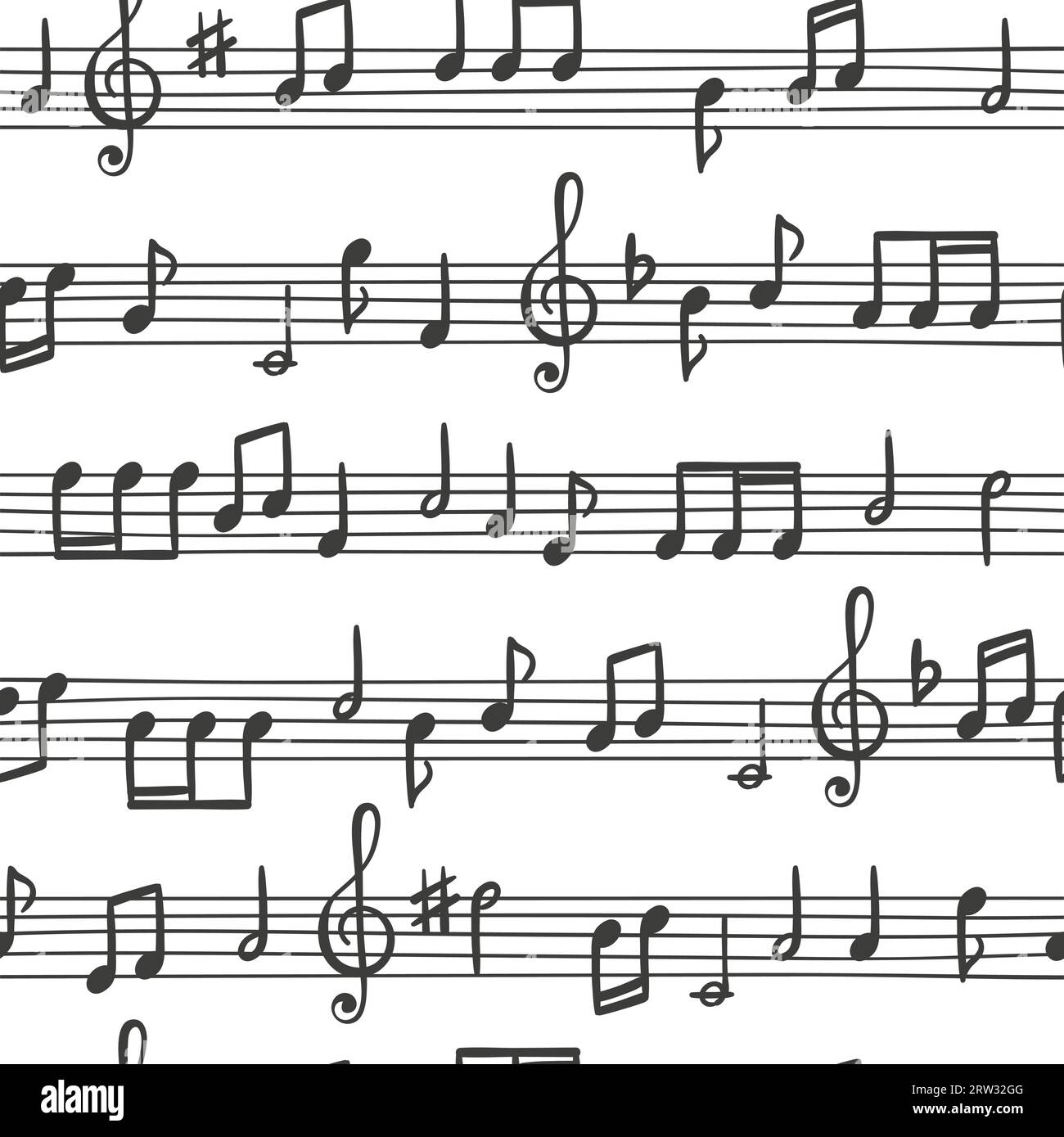 Seamless pattern with handwritten music notes. Musical background Stock ...