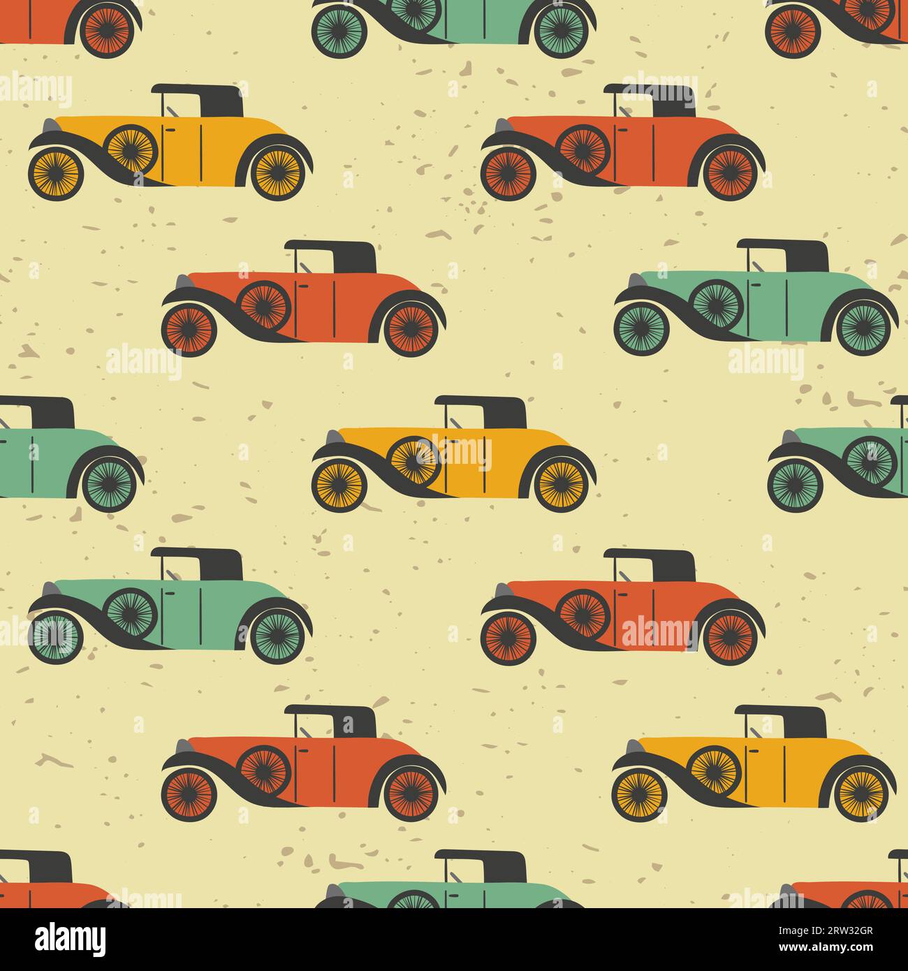 Seamless colorful retro cars pattern. Vector auto background Stock ...