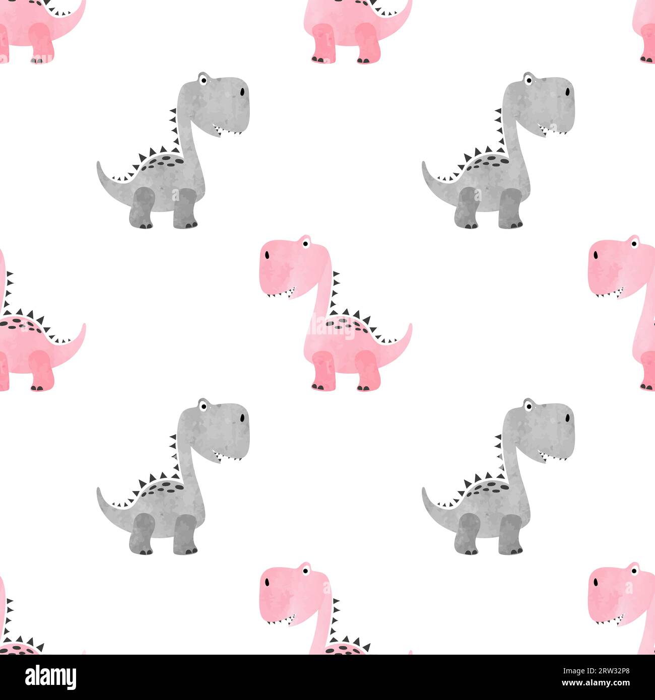 Seamless cute dinosaur pattern. Vector dino background for kids Stock ...