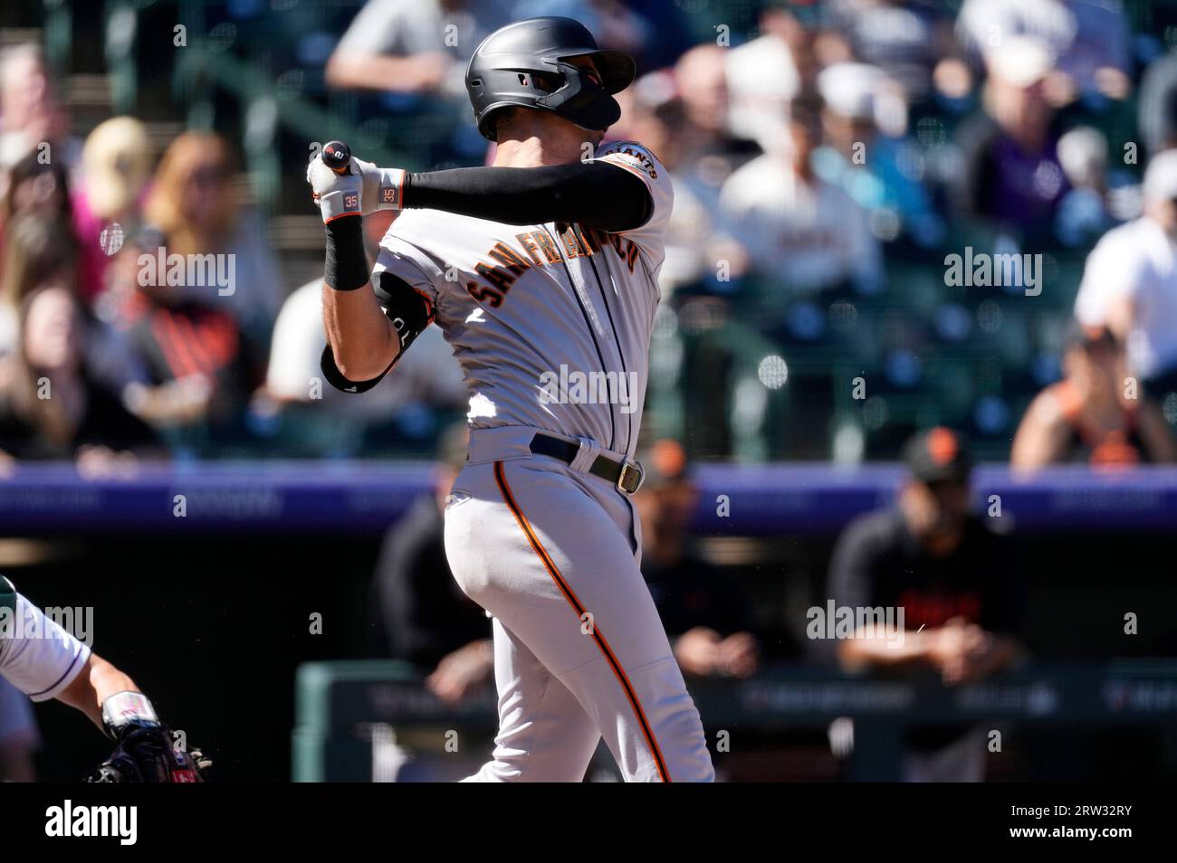 San Francisco Giants' Blake Sabol hits a two-run double during the ...