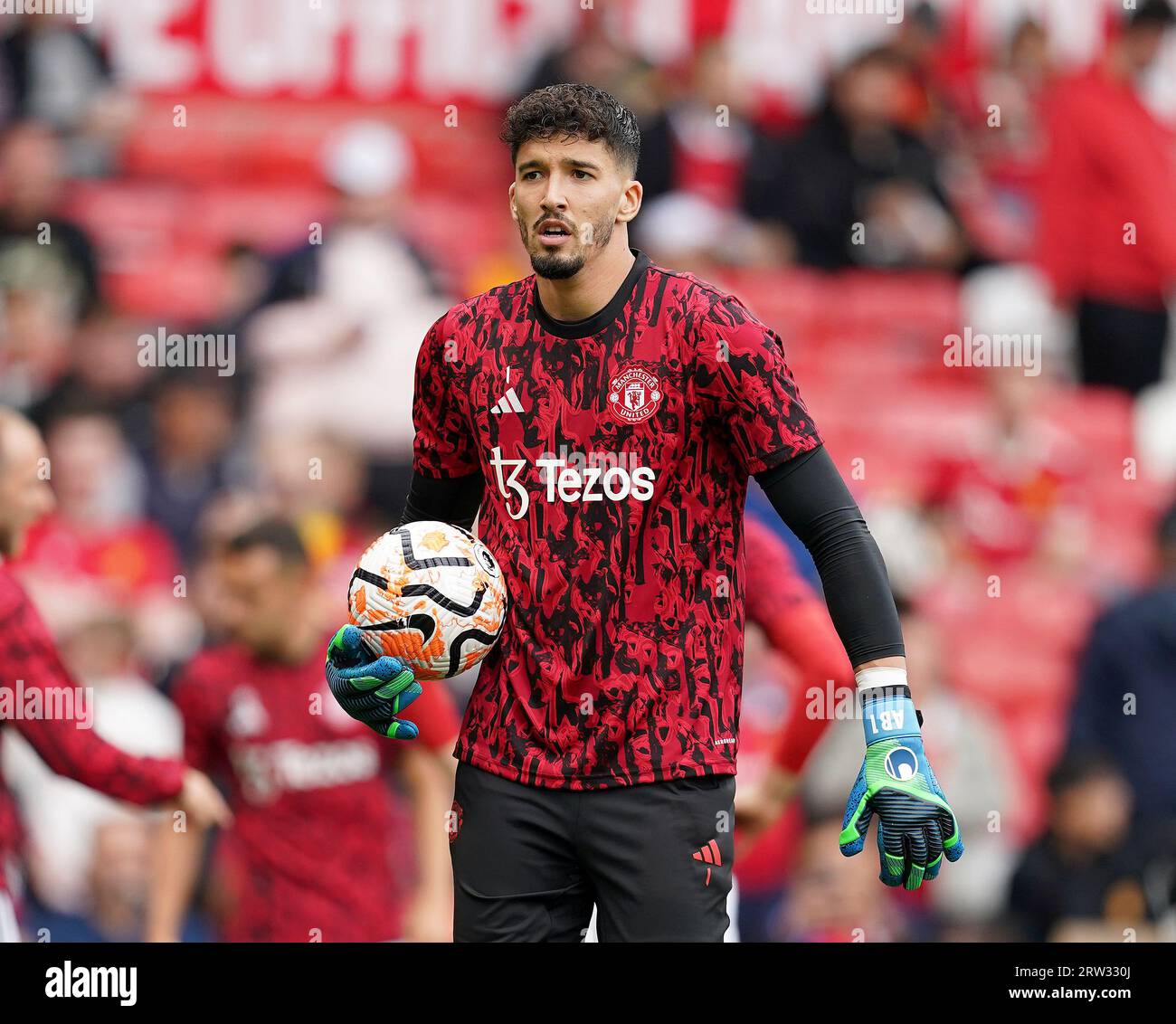 Manchester United goalkeeper Altay Bayindir warming up before the ...