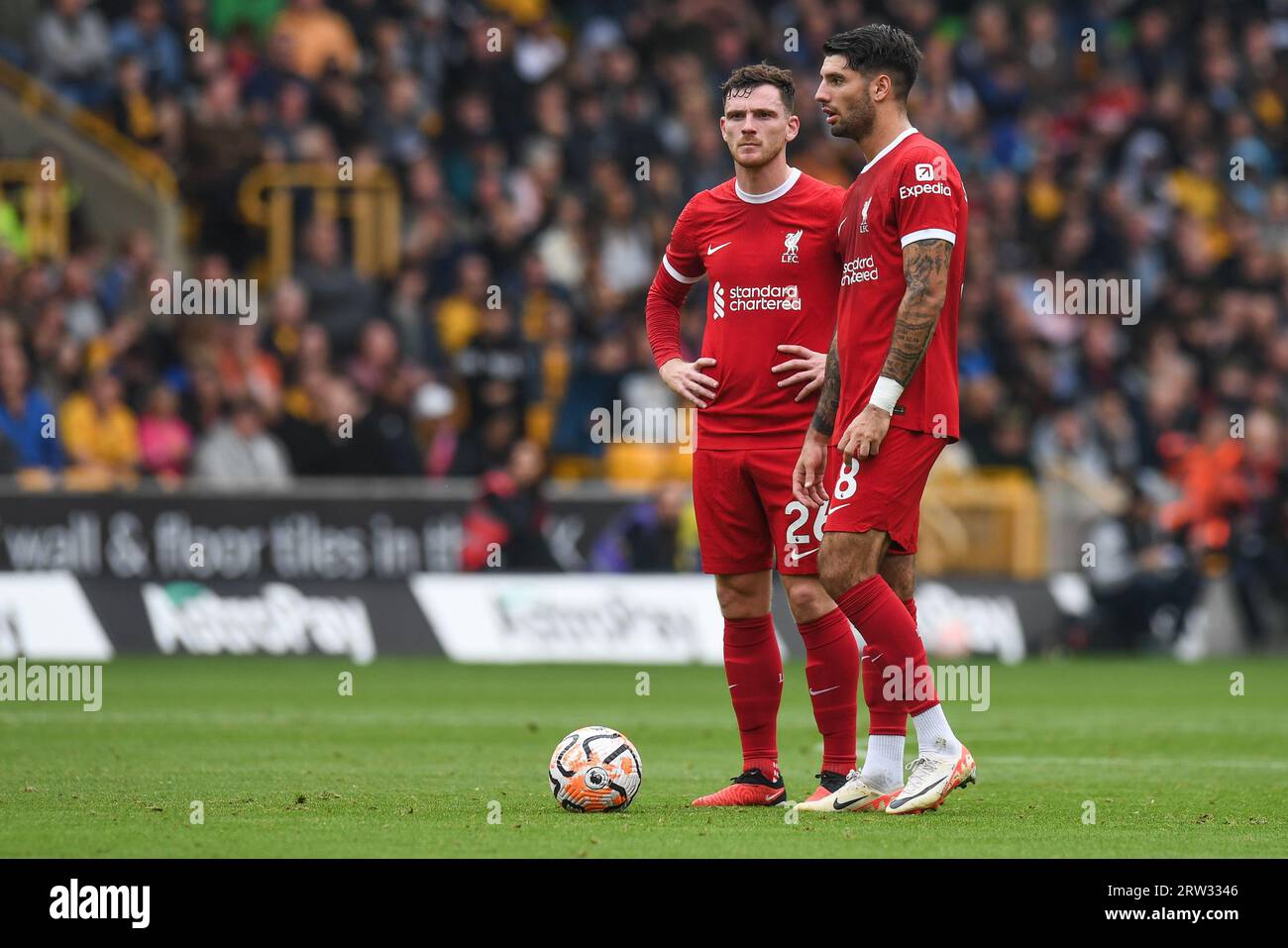 Wolverhampton, UK. 16th Sep, 2023. Dominik Szoboszlai #8 of Liverpool ...