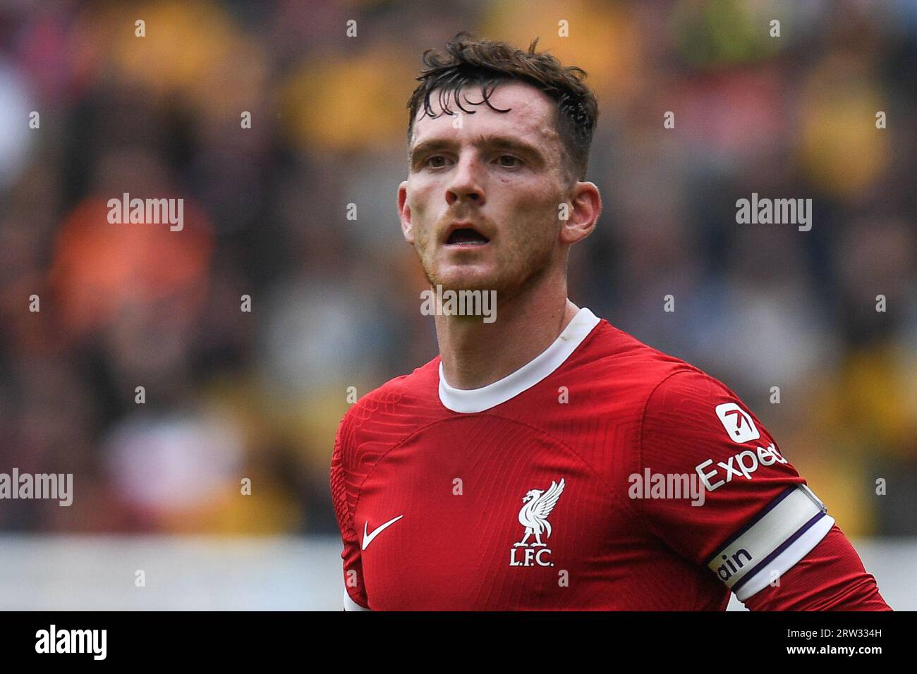 Andrew Robertson #26 of Liverpool during the Premier League match ...