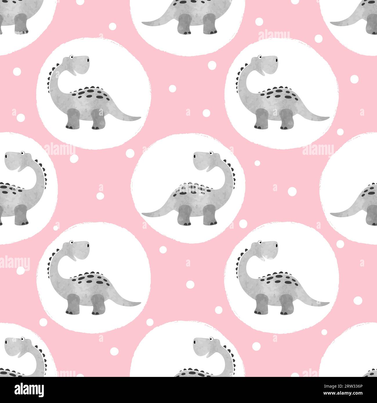 Cute dinosaur pattern. Vector dino seamless dotted background for kids ...