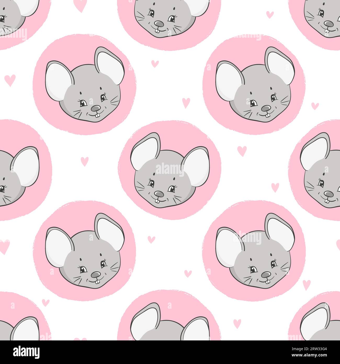 Cute mouse pattern. Vector cartoon seamless background with mice for ...