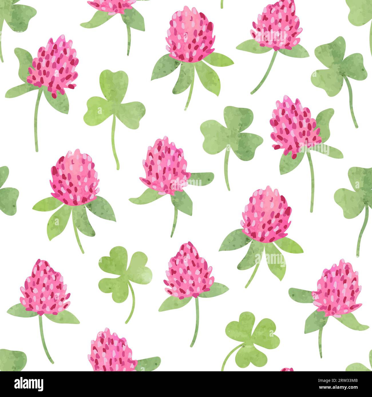 Seamless clover flowers pattern. Vector watercolor floral background ...
