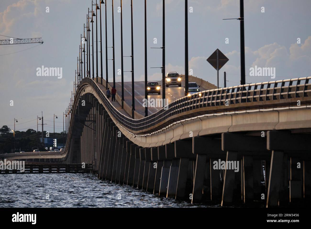 Barron Collier Bridge and Gilchrist Bridge in Florida with moving ...