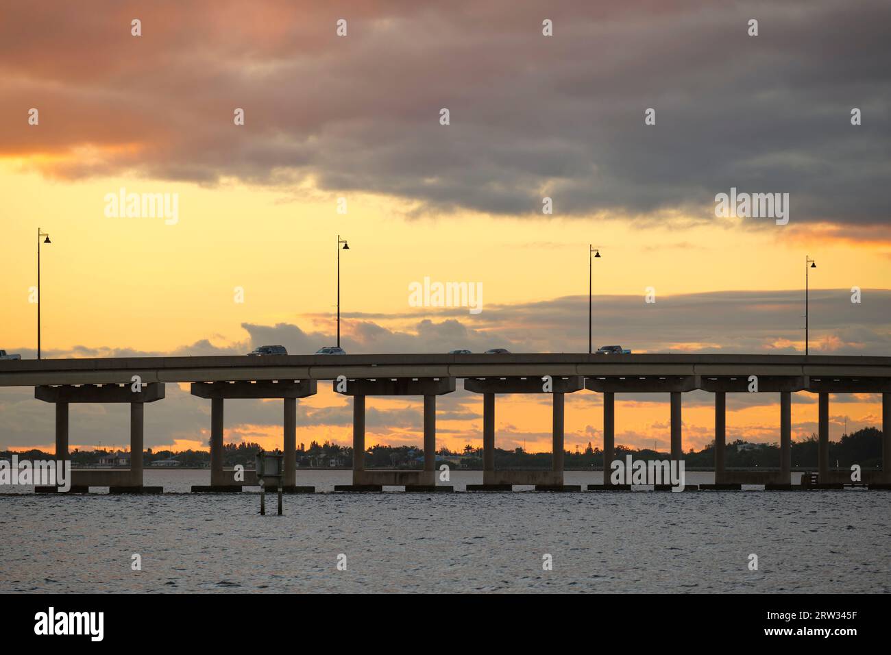 Barron Collier Bridge and Gilchrist Bridge in Florida with moving ...