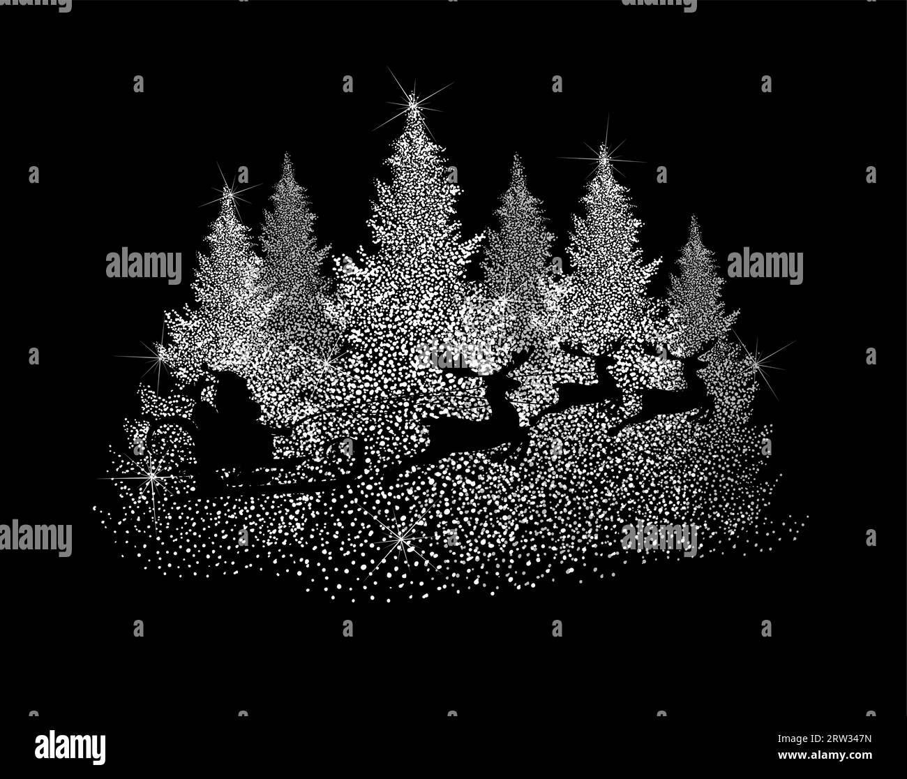 Abstract santa in a snowy forest. Vector illustration Stock Vector ...