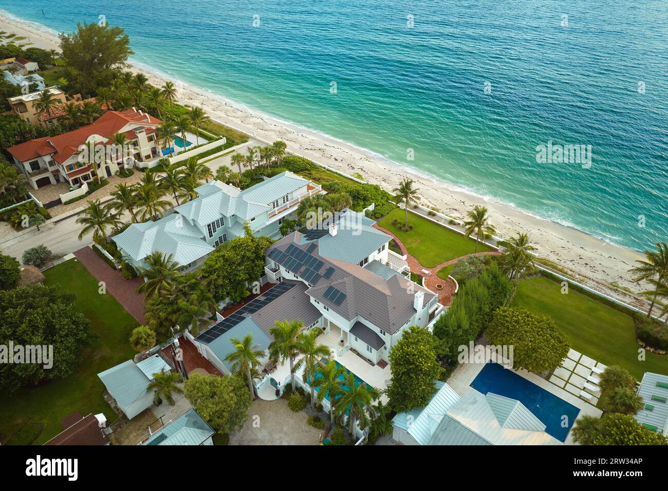 Big new residential house in USA with rooftop covered with solar ...