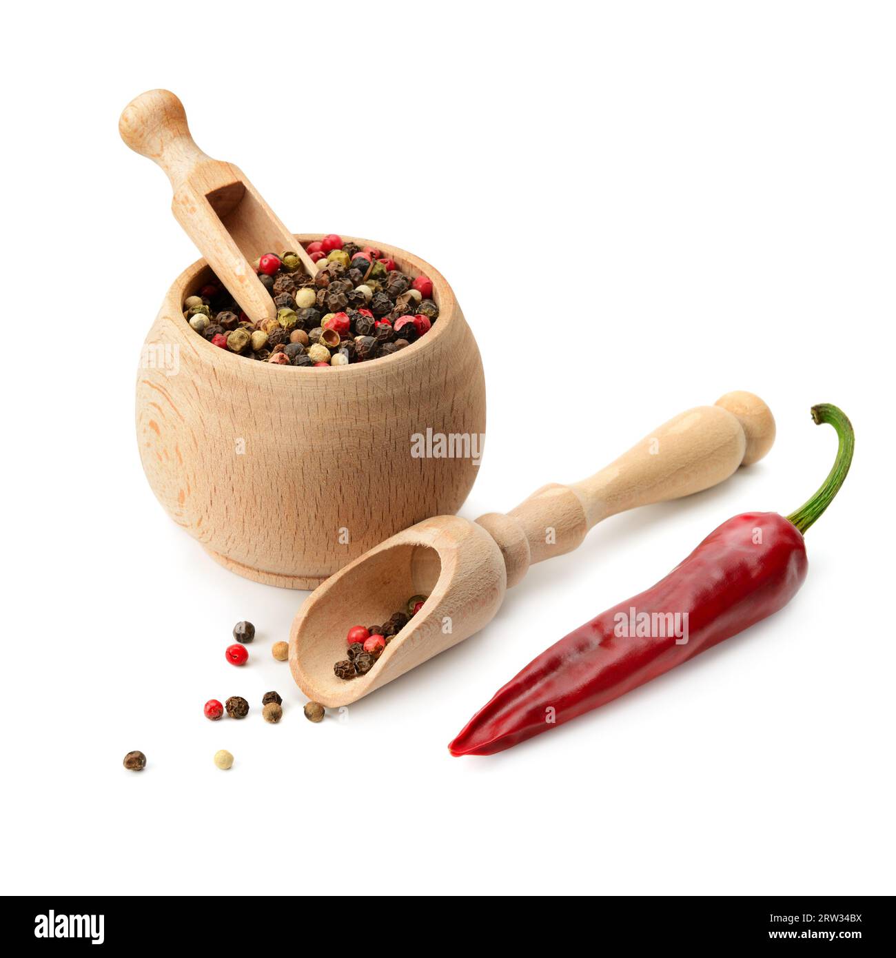 mixture dry pepper and chili isolated on white background Stock Photo ...