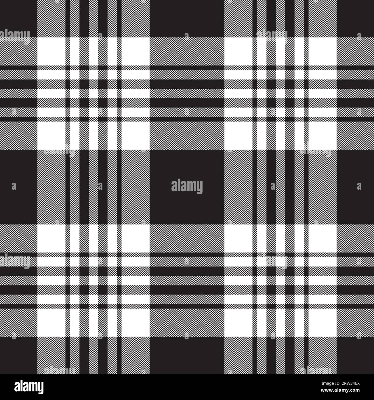 Plaid seamless pattern in black and white. Check fabric texture. Vector ...