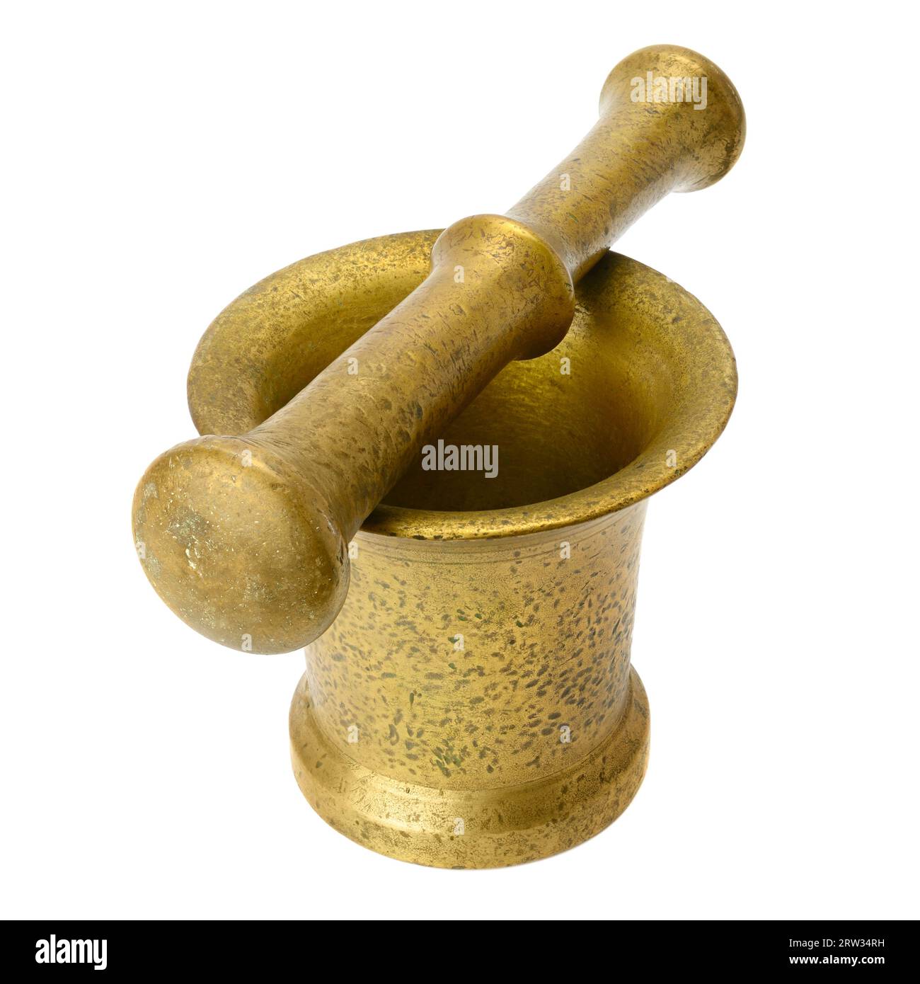 metal mortar and pestle isolated on white background Stock Photo - Alamy