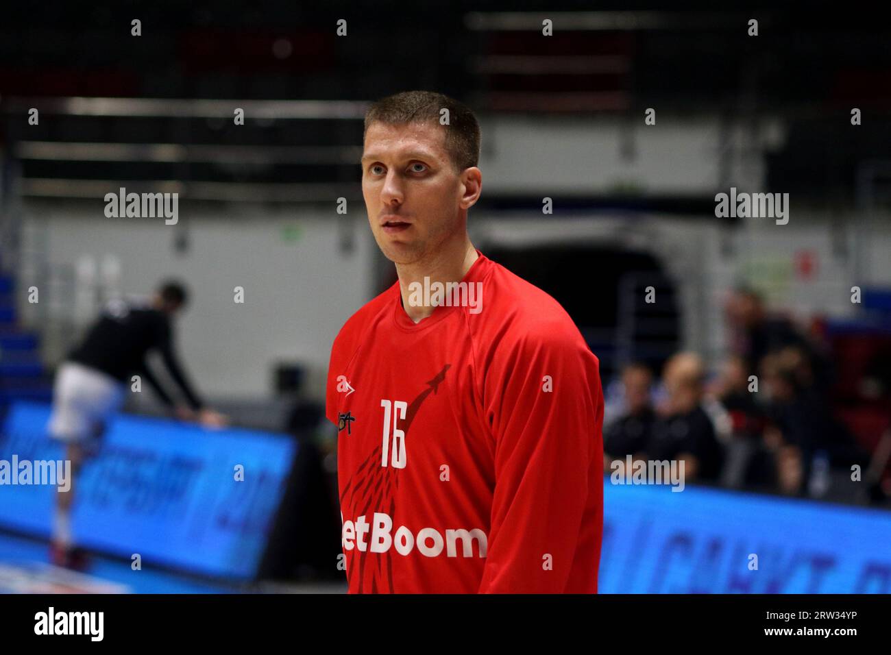 Vladislav Trushkin (16) of MBA Moscow in action during the Kondrashin ...