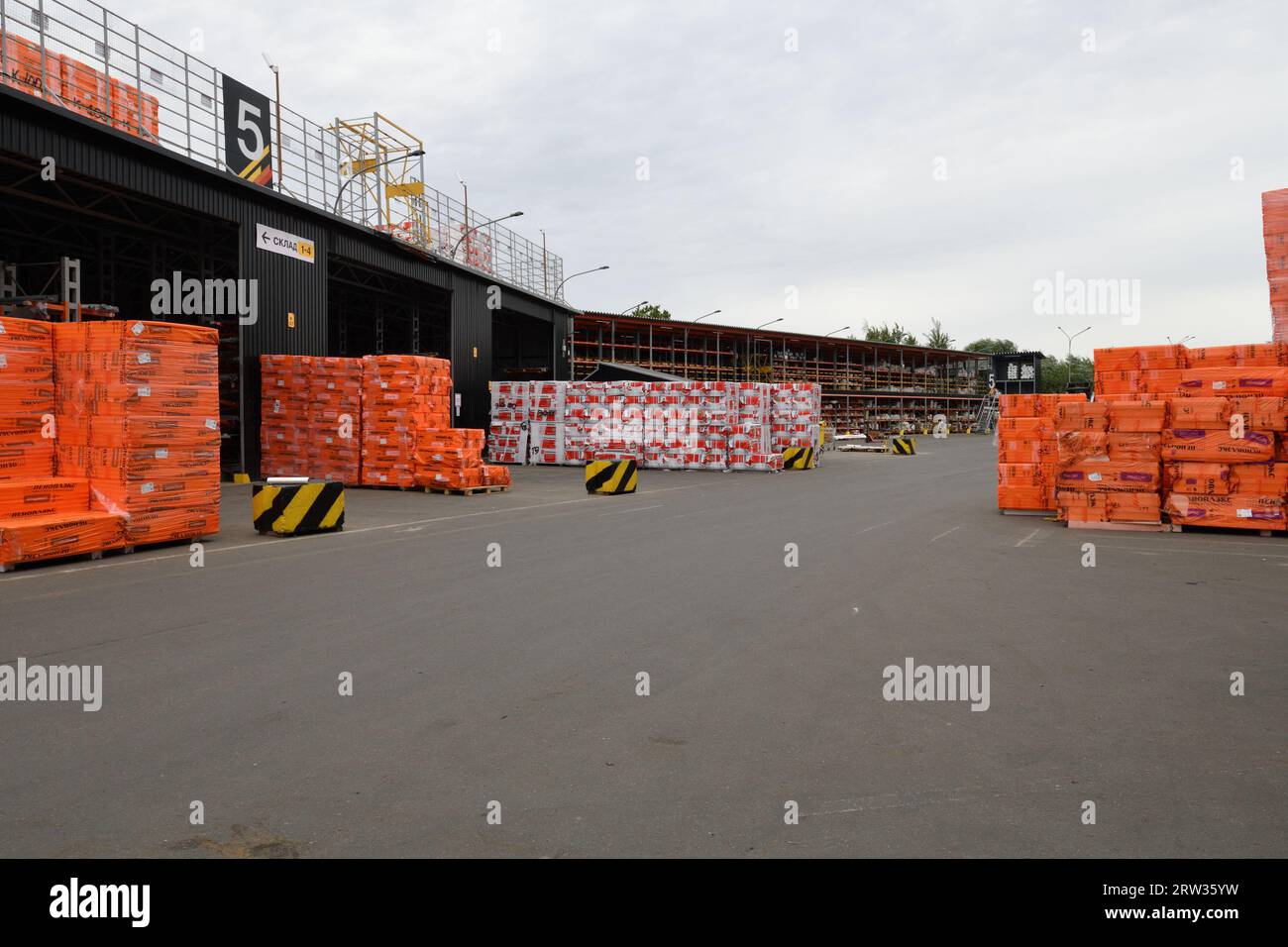 Moscow, Russia -21 Aug. 2022. Penoplex thermal insulation in the ...