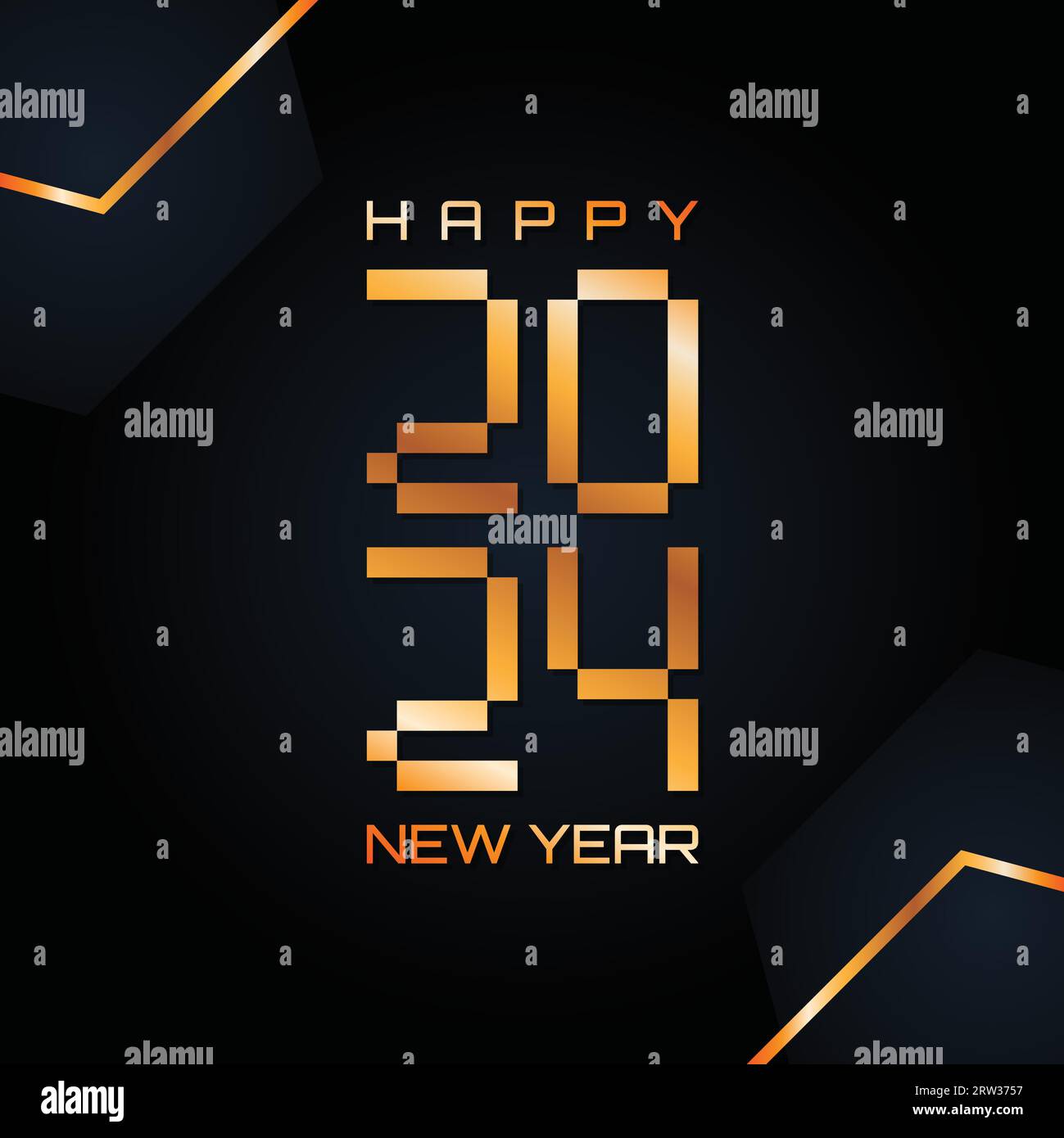 Happy New Year 2024 techno style template background. Vector ...