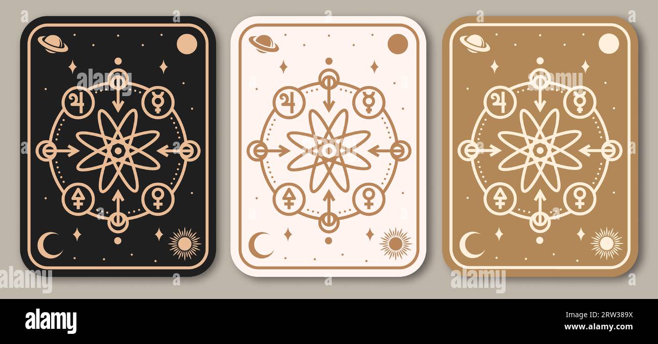 Esoteric symbols poster, banner. Vector. Thin line geometric badge ...