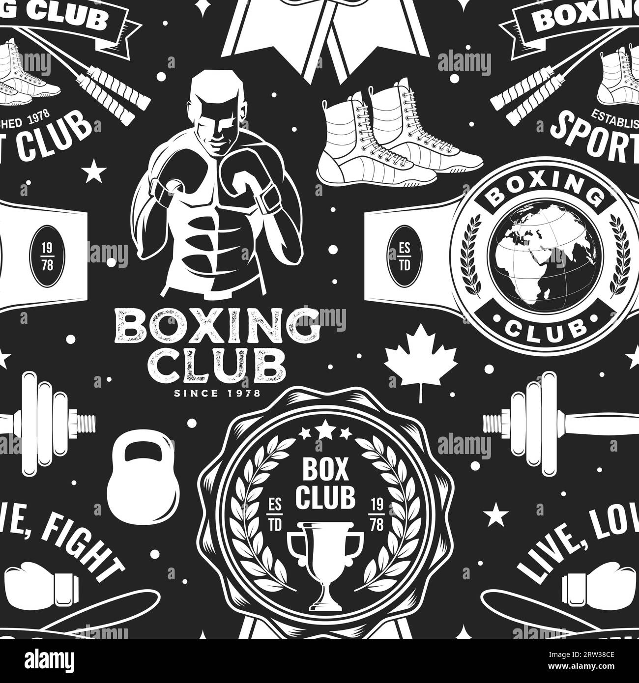Boxing club seamless pattern. Vector. Background with Boxing sport club ...