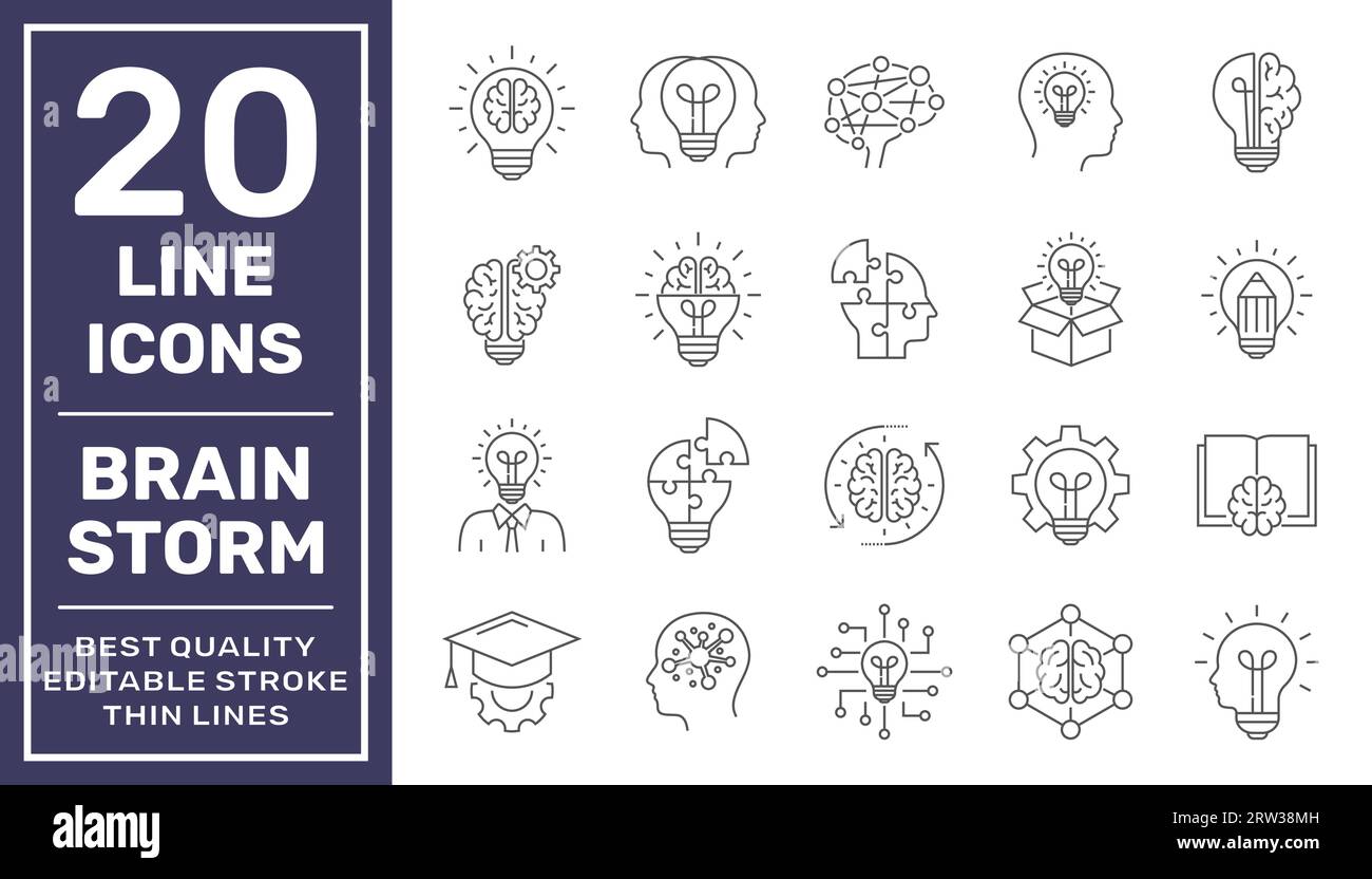 Idea icon set. Creative idea, brainstorming, solution, thinking and ...