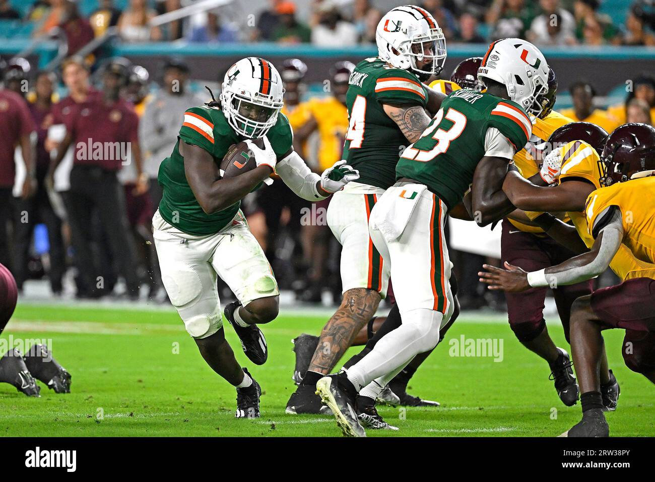 MIAMI GARDENS, FL - SEPTEMBER 14: Miami running back Donald Chaney, Jr ...
