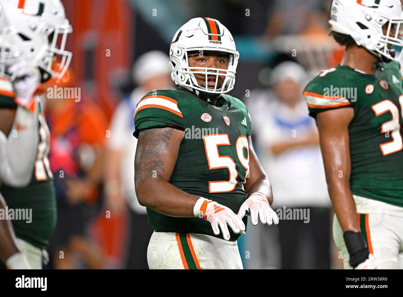 MIAMI GARDENS, FL - SEPTEMBER 14: Miami defensive lineman Thomas Gore ...
