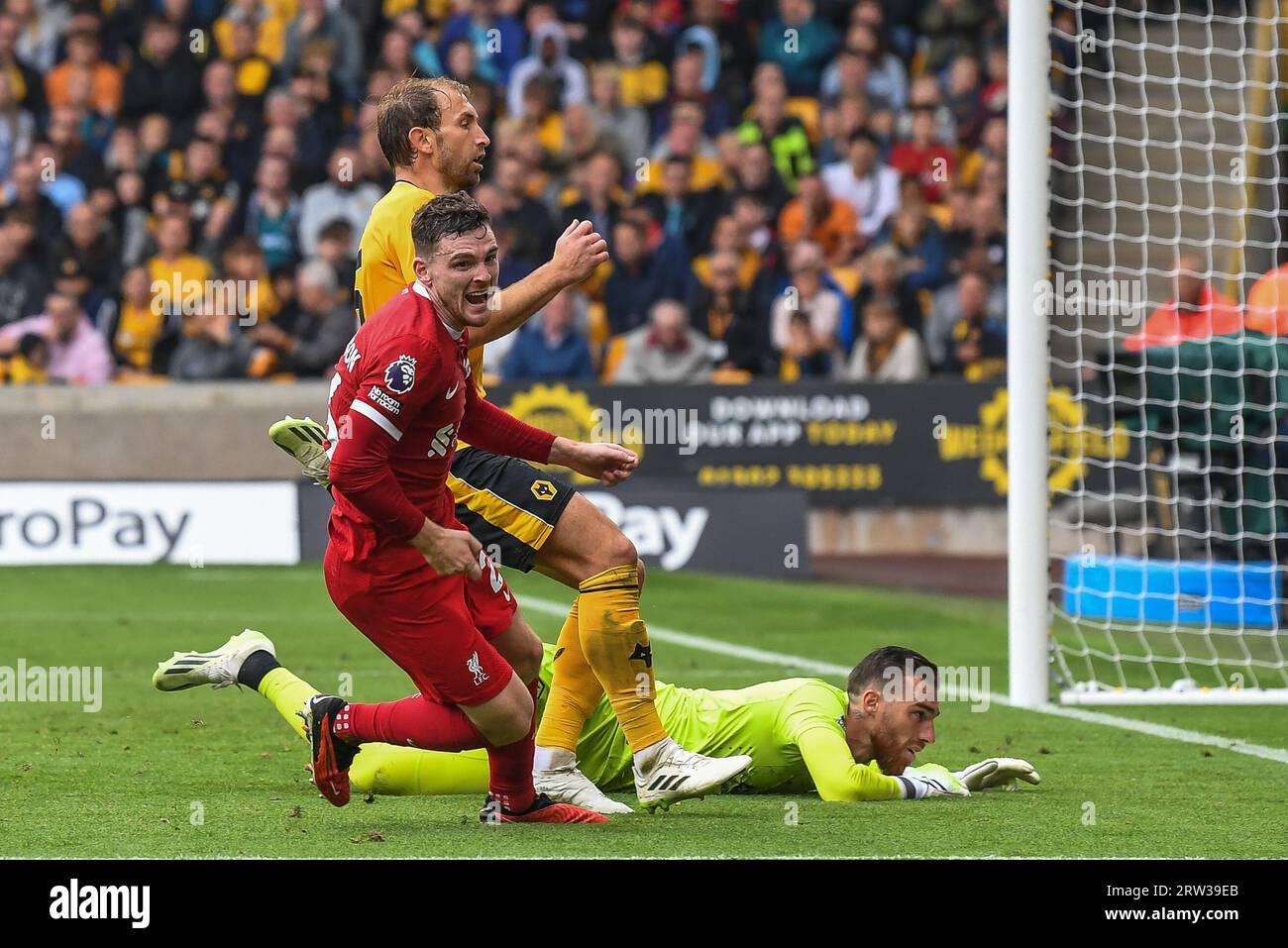 Wolverhampton, UK. 16th Sep, 2023. Andrew Robertson #26 of Liverpool ...