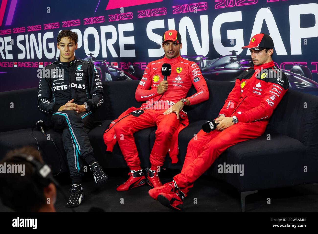 Press conference: SAINZ Carlos (spa), Scuderia Ferrari SF-23, RUSSELL ...