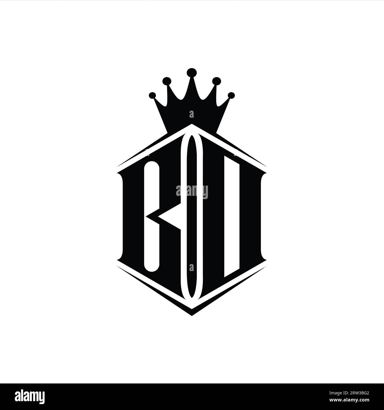BD Letter Logo monogram hexagon shield shape crown with sharp style design template Stock Photo ...