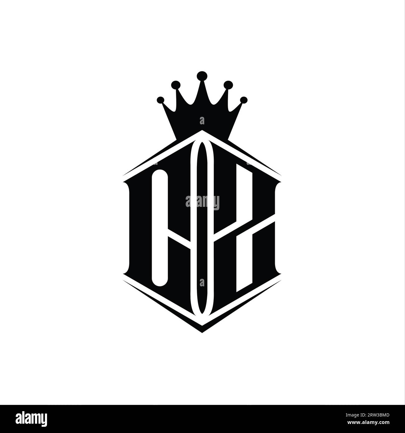 CZ Letter Logo monogram hexagon shield shape crown with sharp style design template Stock Photo ...