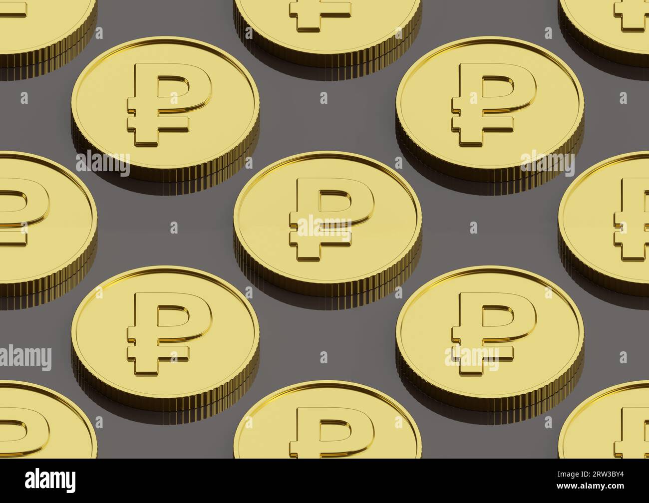 Golden ruble coin seamless pattern. 3d illustration Stock Photo - Alamy