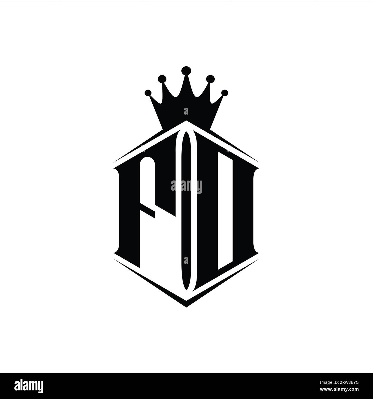 FD Letter Logo monogram hexagon shield shape crown with sharp style design template Stock Photo ...