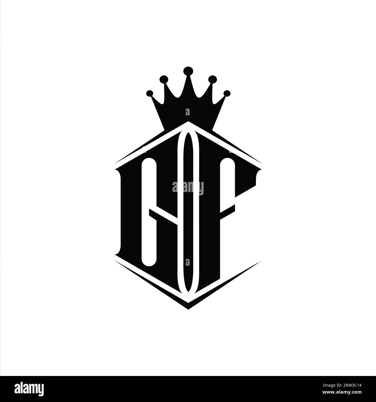 GF Letter Logo monogram hexagon shield shape crown with sharp style design template Stock Photo ...