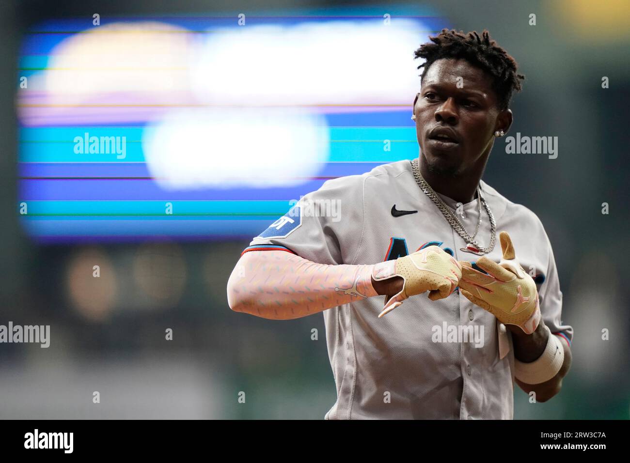 Miami Marlins' Jazz Chisholm Jr. during the fourth inning of a baseball ...
