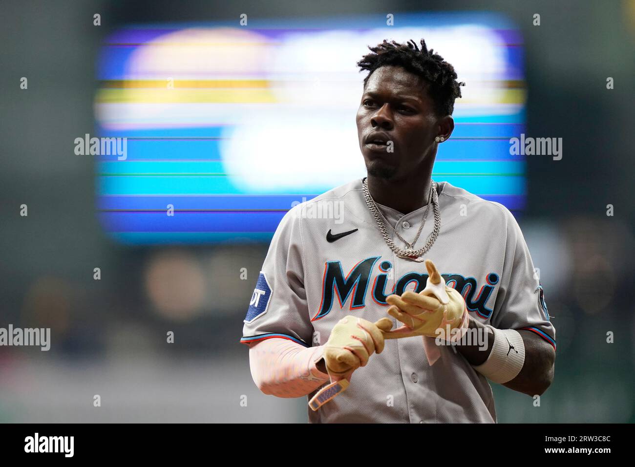 Miami Marlins' Jazz Chisholm Jr. during the fourth inning of a baseball ...