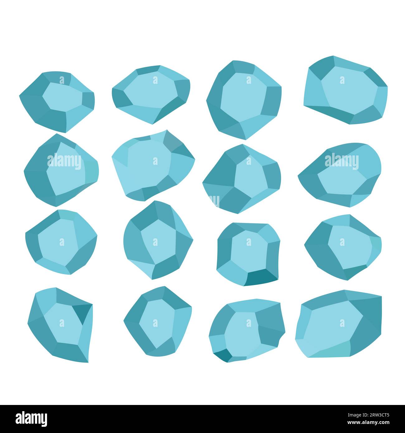 Cartoon stones. Rock stone isometric set. Blue boulders, natural ...