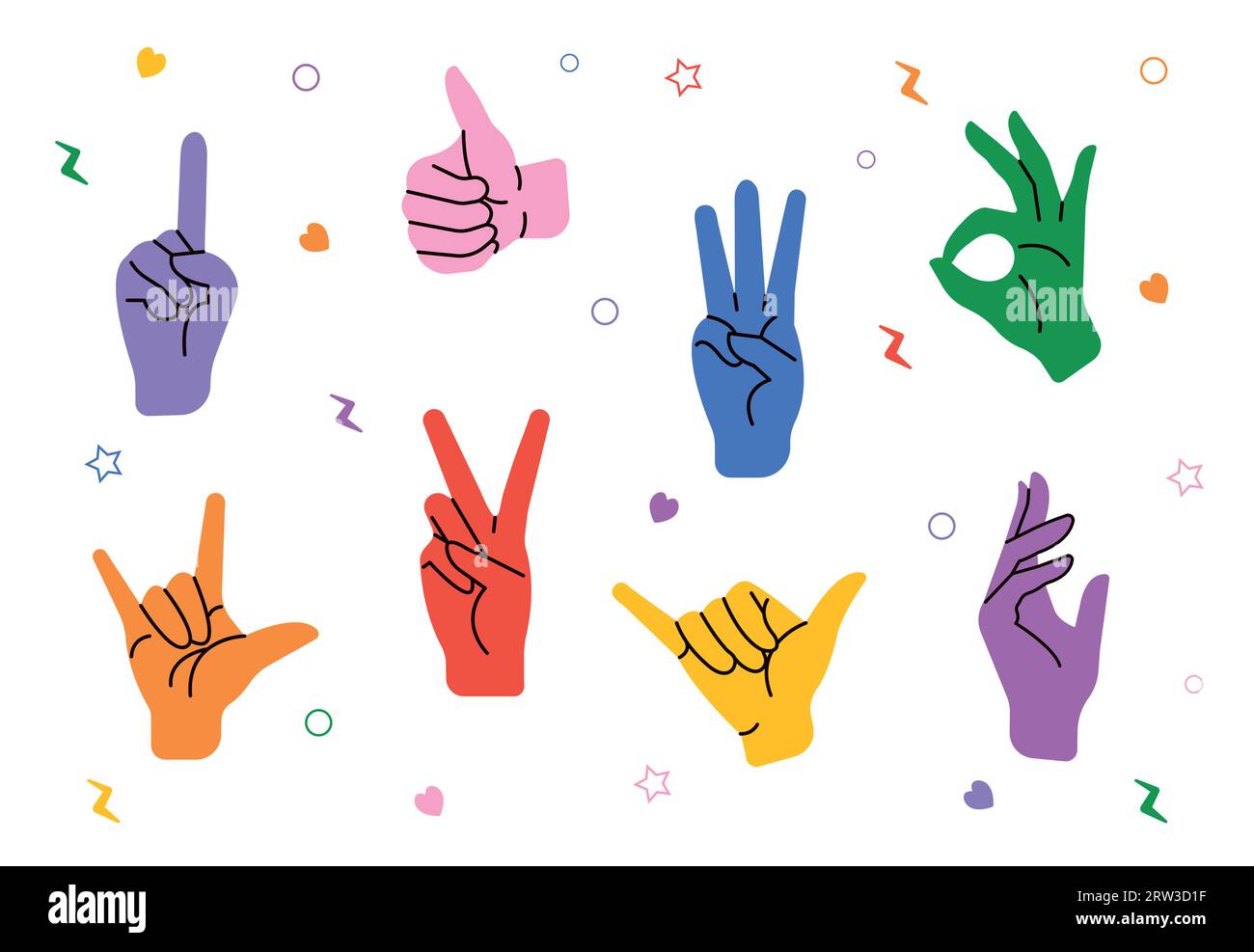 Different colorful hands showing yes, positive gesture, gesturing ...