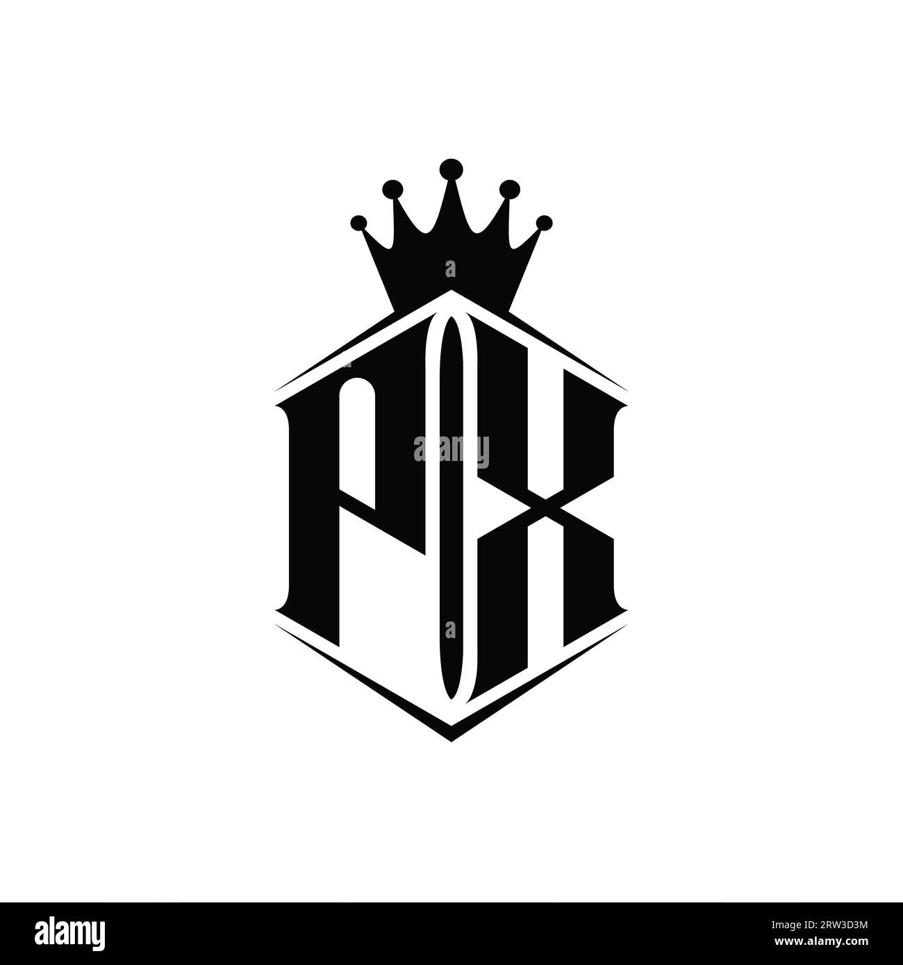 PX Letter Logo monogram hexagon shield shape crown with sharp style design template Stock Photo ...