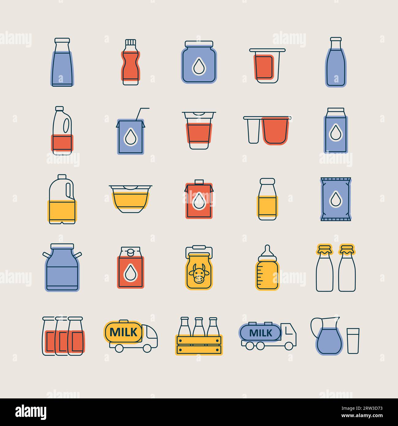 Milk cans and bottles vector icon. Dairy products sign. Graph symbol ...