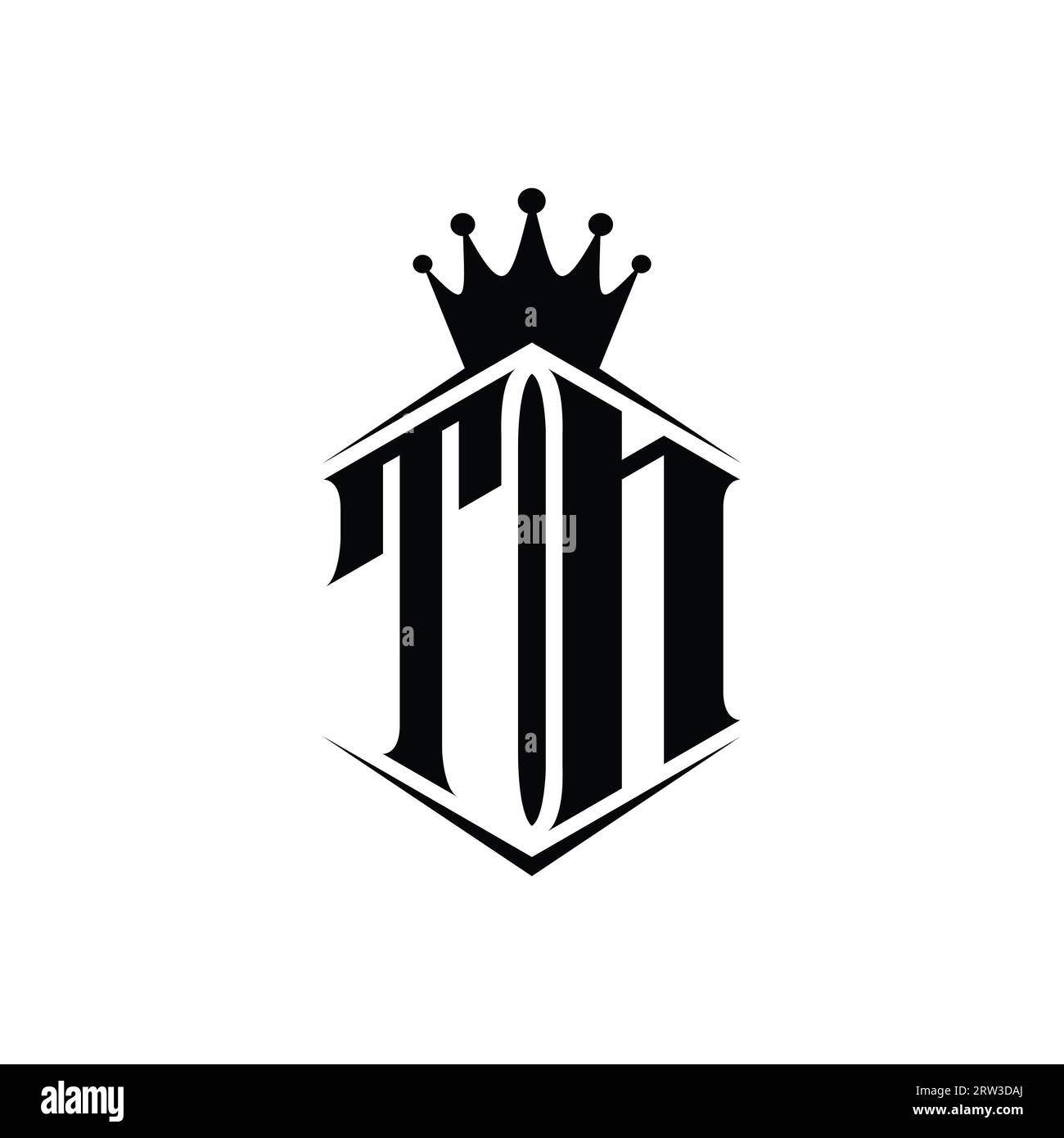 TN Letter Logo monogram hexagon shield shape crown with sharp style ...