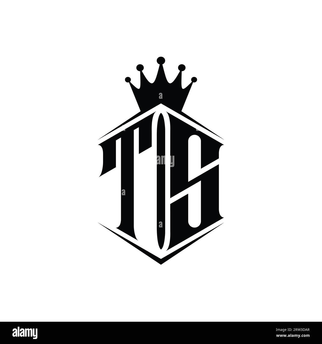 TS Letter Logo monogram hexagon shield shape crown with sharp style design template Stock Photo ...