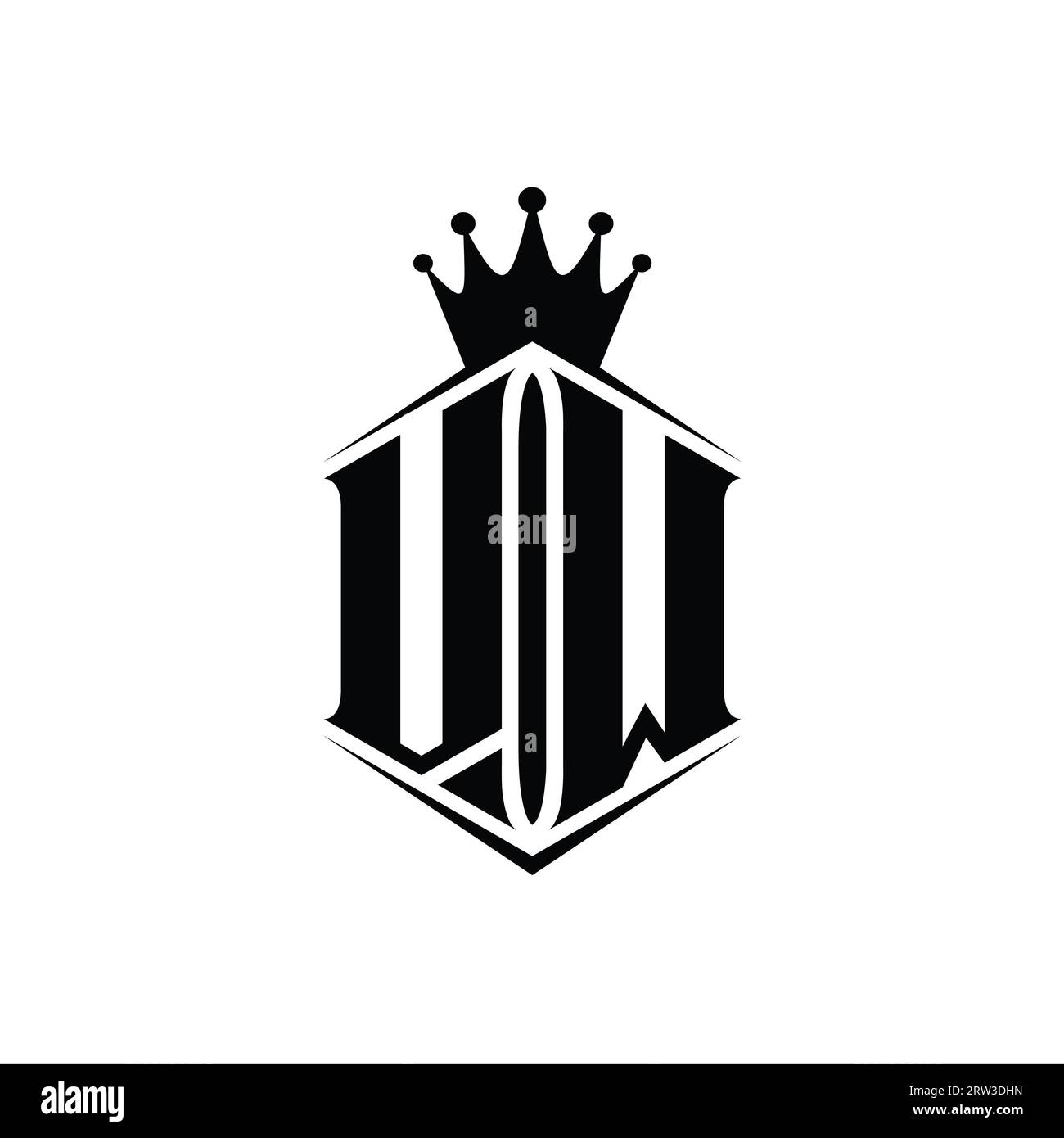 VW Letter Logo monogram hexagon shield shape crown with sharp style ...