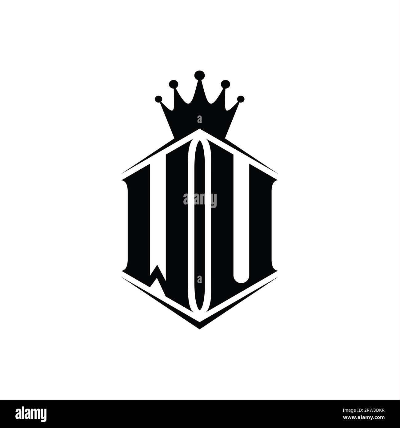 WU Letter Logo monogram hexagon shield shape crown with sharp style ... WU Letter Logo monogram hexagon shield shape crown with sharp style ...